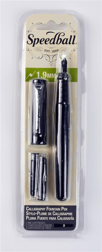 Speedball Calligraphy Fountain Pen 1.9mm Nib + 2 Black Ink Cartridges ...